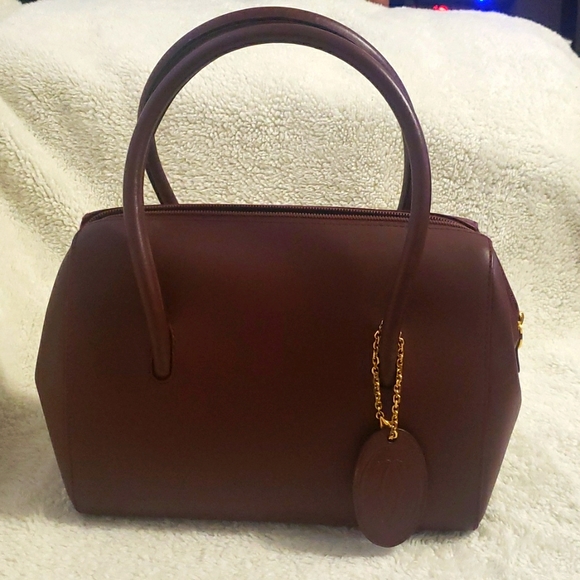 Cartier | Bags | Cartier Burgundy Calfskin Leather Boston Bag | Poshmark